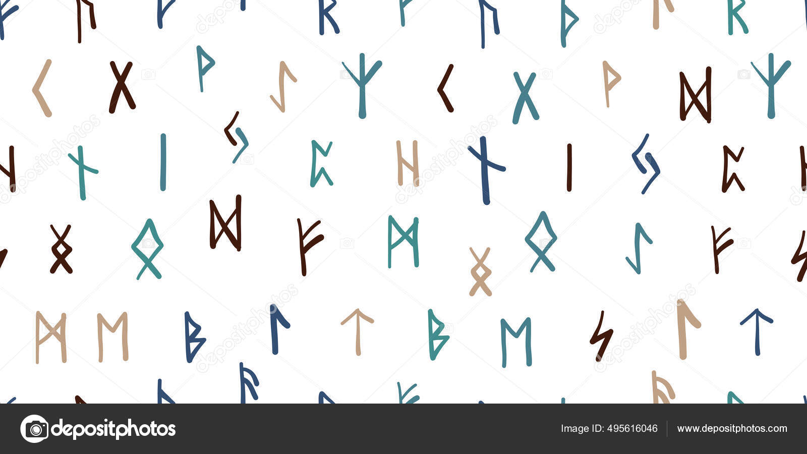 Runes, seamless pattern background. Ancient occult symbols Stock Vector ...
