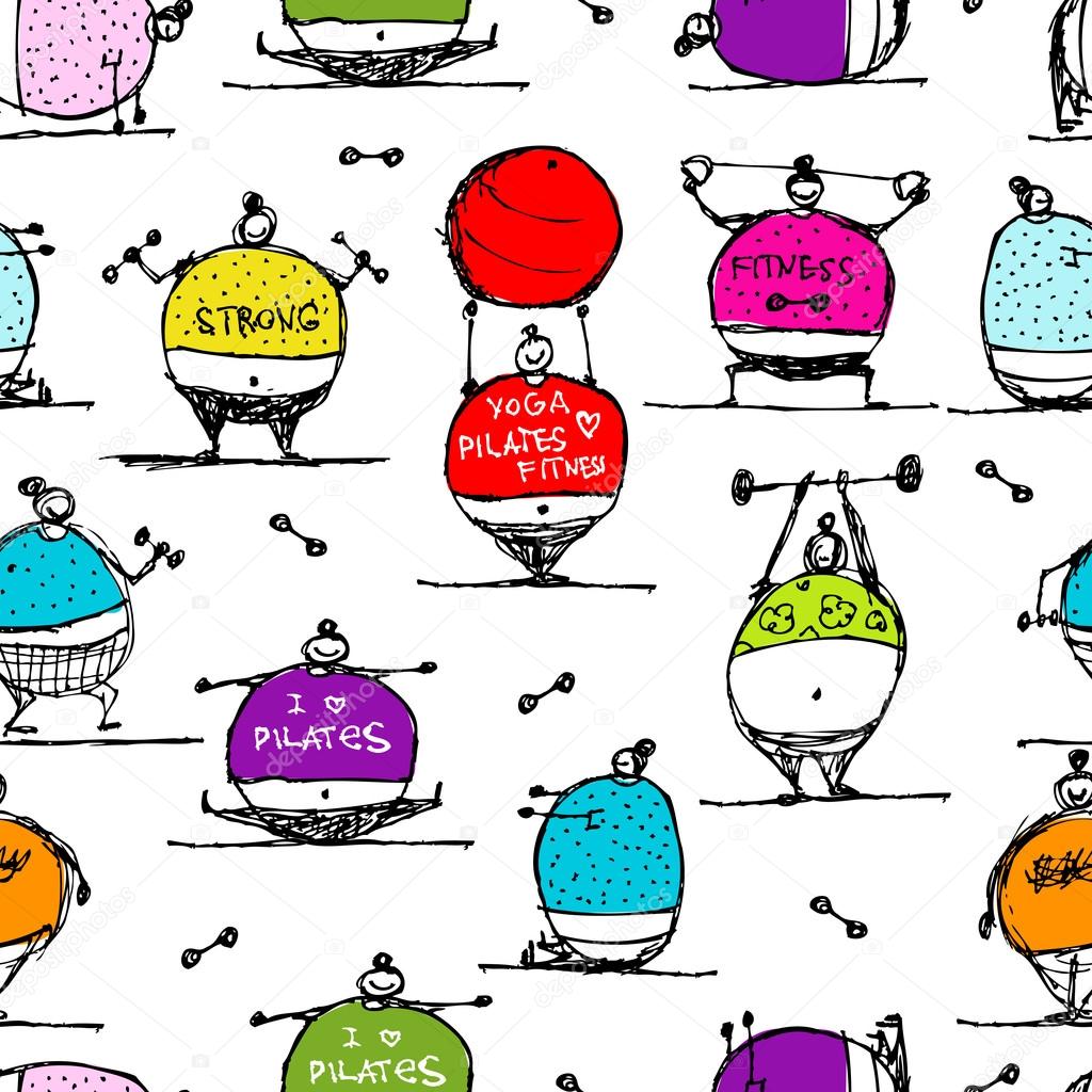Fat people doing sports, seamless pattern Stock Vector by ©Kudryashka ...