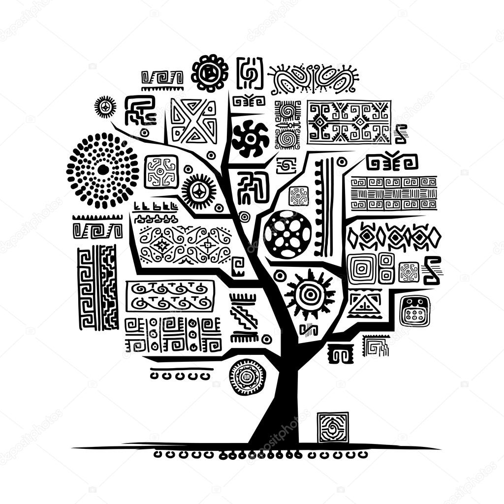 Ethnic tree with handmade ornament for your design Stock Vector Image ...