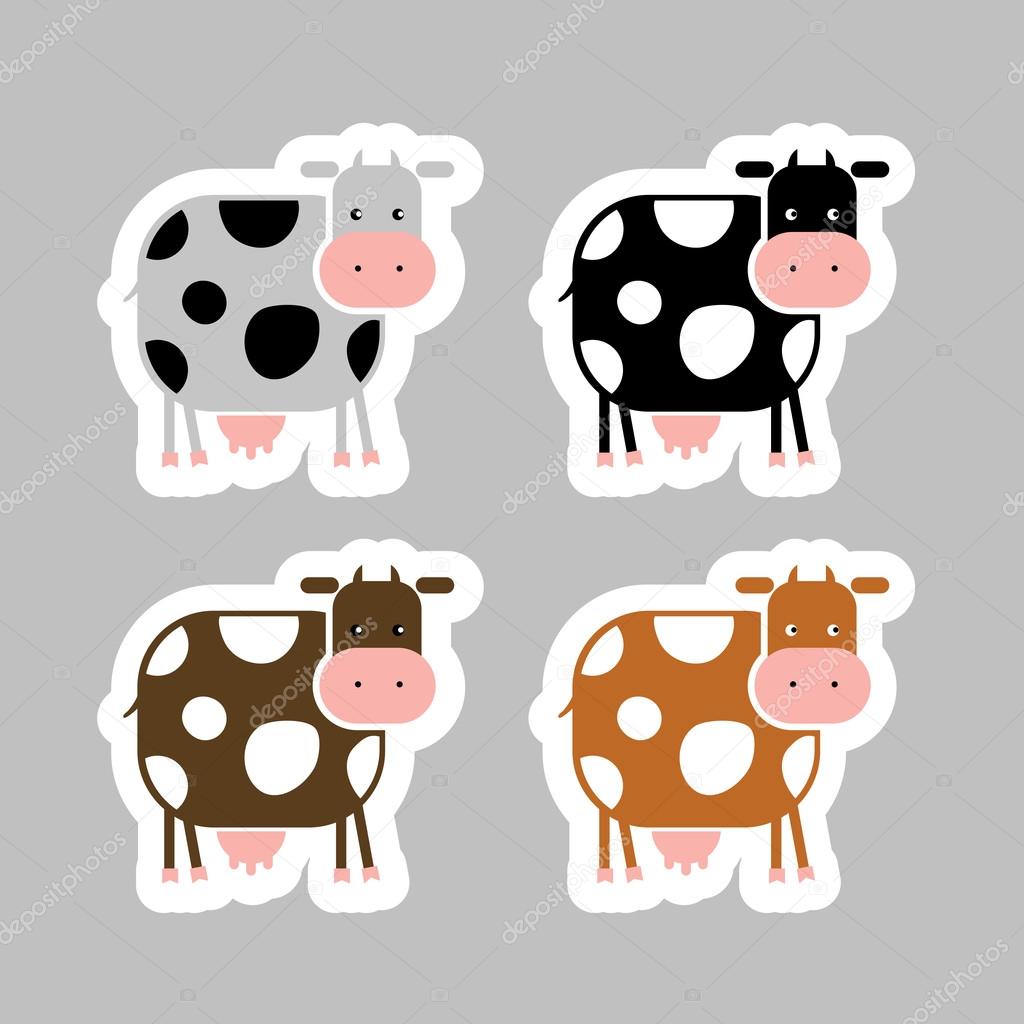 Stickers with funny cow for your design Stock Vector Image by ...