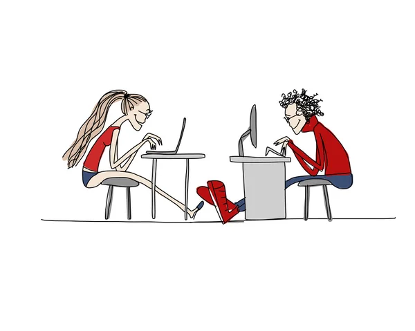 Programmers at work, sketch for your design — Stock Vector © Kudryashka ...