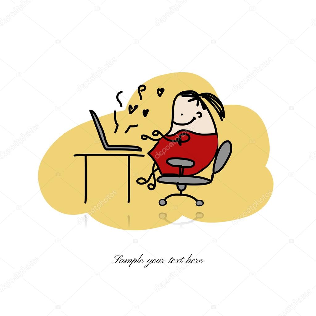 Programador mujer en el trabajo, boceto para su diseño Vector de stock ...