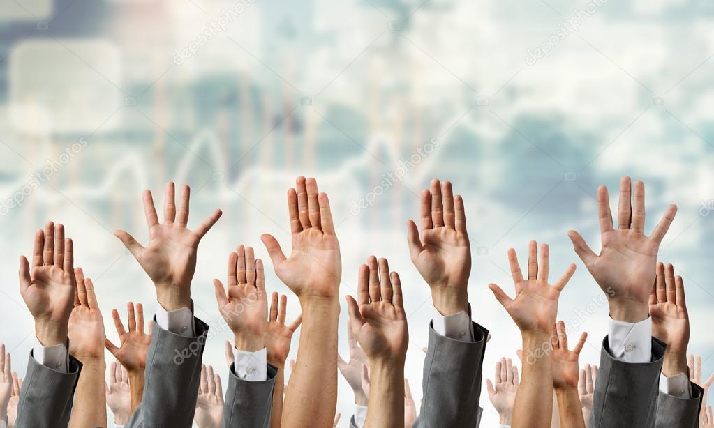 Hands rised up Stock Photo by ©SergeyNivens 108692630