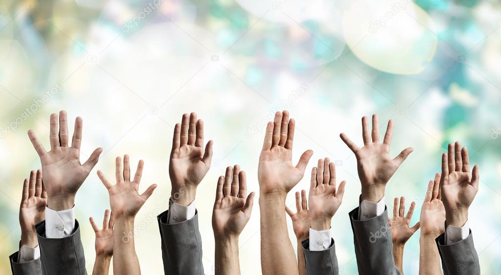 Hands rised up Stock Photo by ©SergeyNivens 108695314