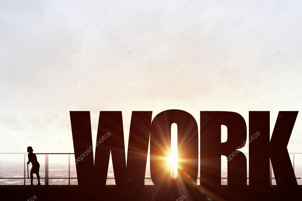 Woman pulling work word Stock Photo by ©SergeyNivens 110383430