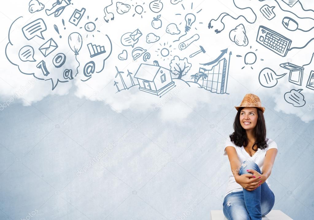 Lady dreaming about future Stock Photo by ©SergeyNivens 52271353