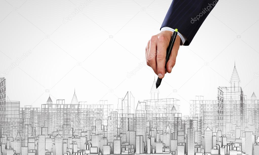 Hand drawing construction project — Stock Photo © SergeyNivens #52873169