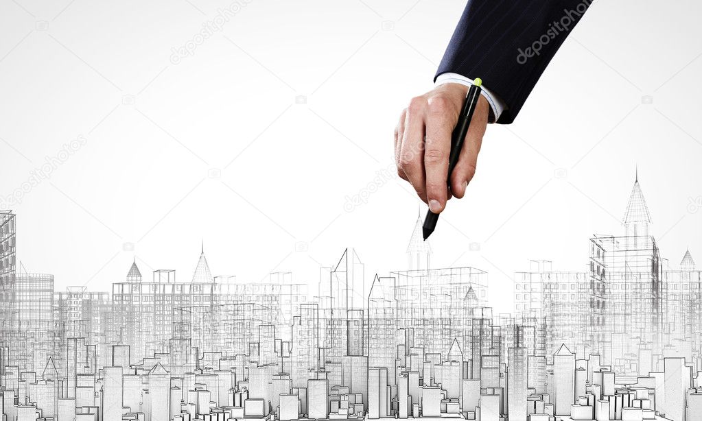 Hand drawing construction project — Stock Photo © SergeyNivens #52873173