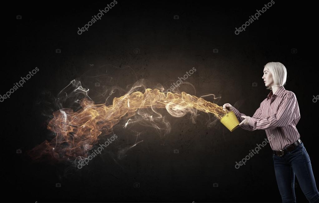 Girl splashing fire flames ⬇ Stock Photo, Image by © SergeyNivens #76936821