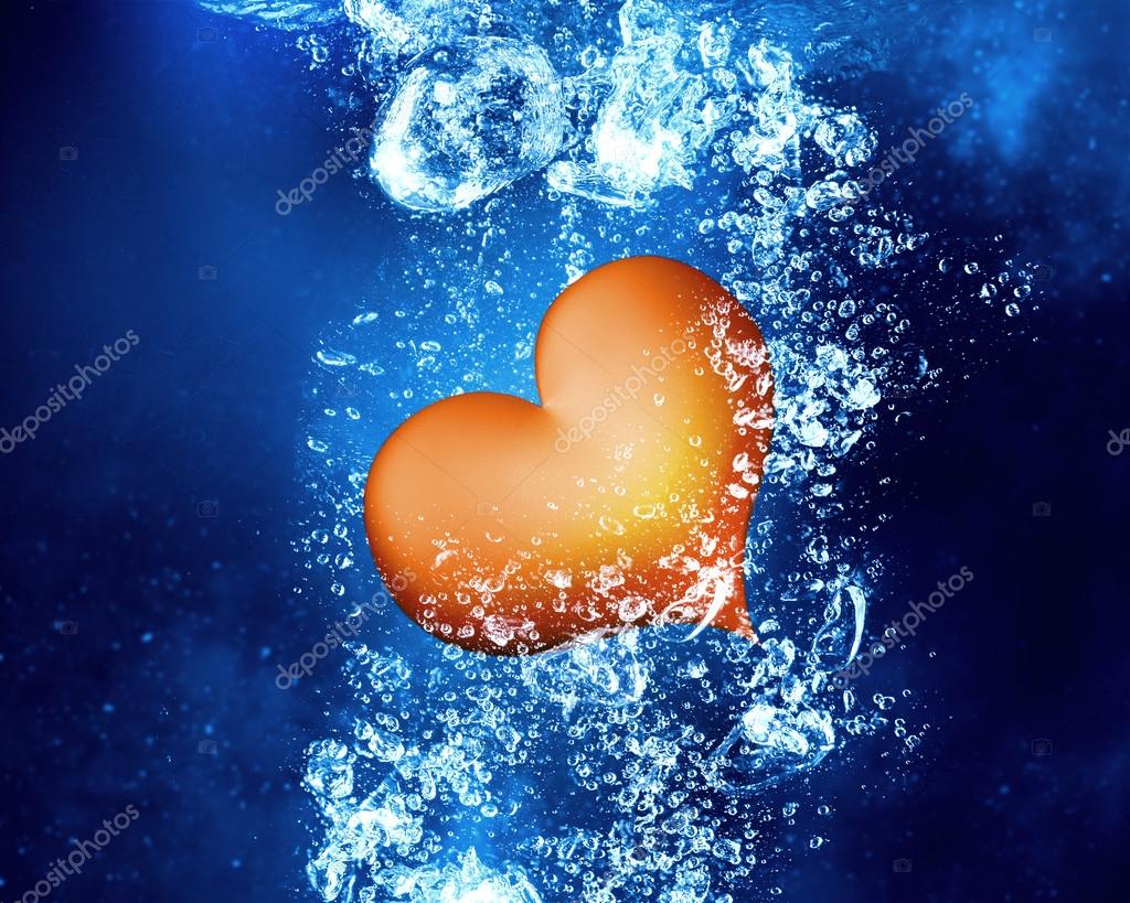 Red heart under water Stock Photo by ©SergeyNivens 87910960