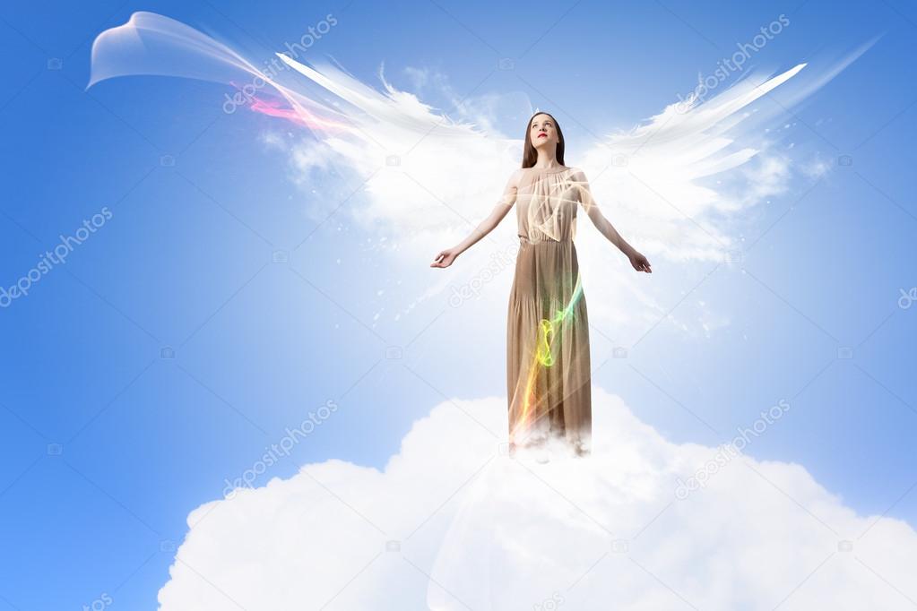 Angel girl flying high Stock Photo by ©SergeyNivens 92908658