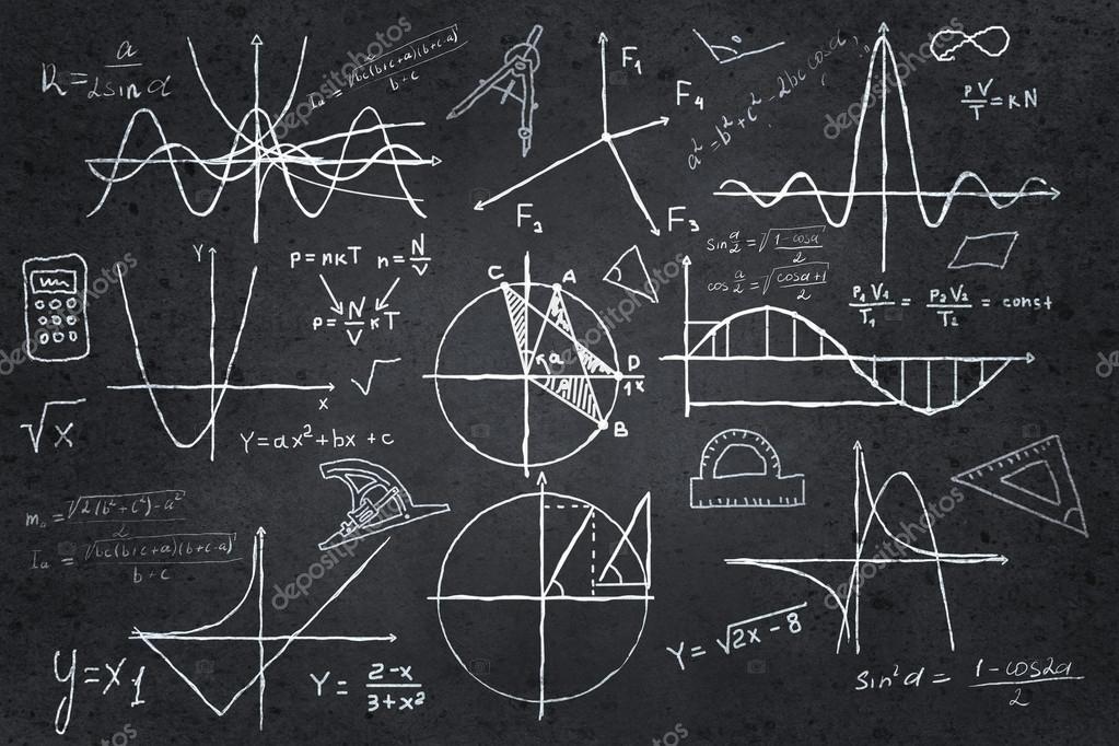 Mathematics sketches on blackboard Stock Photo by ©SergeyNivens 97222214