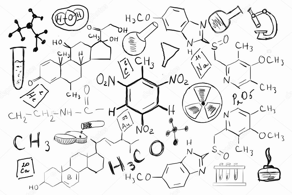 Hand drawn chemistry set Stock Illustration by ©SergeyNivens #98886474