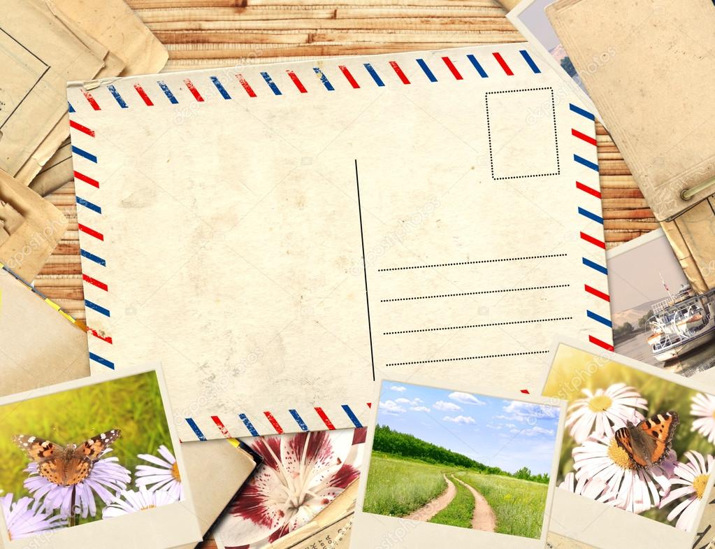 Frame with postcard and old photos — Stock Photo © frenta #57132095