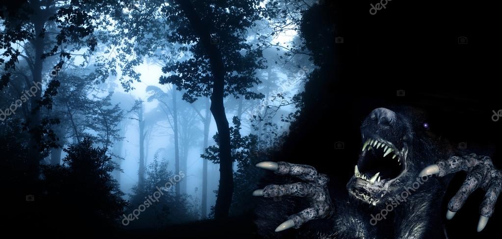 Monster in night forest — Stock Photo © frenta #65767533