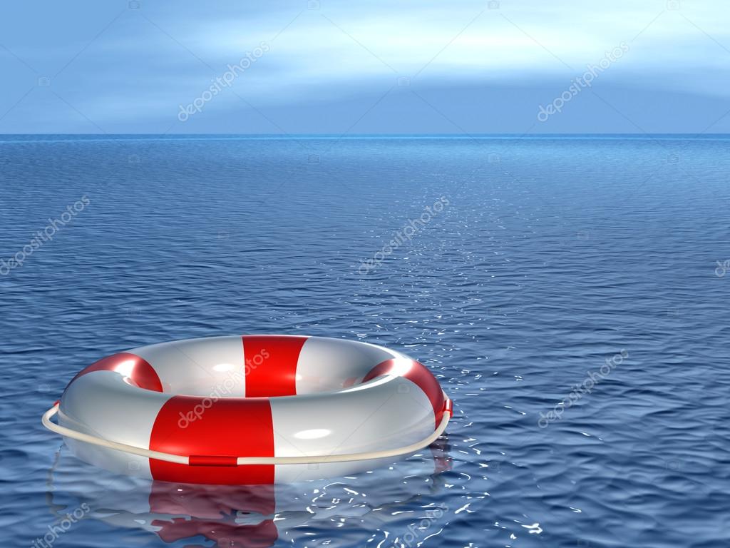 Lifebuoy, floating on sea — Stock Photo © frenta #67791887