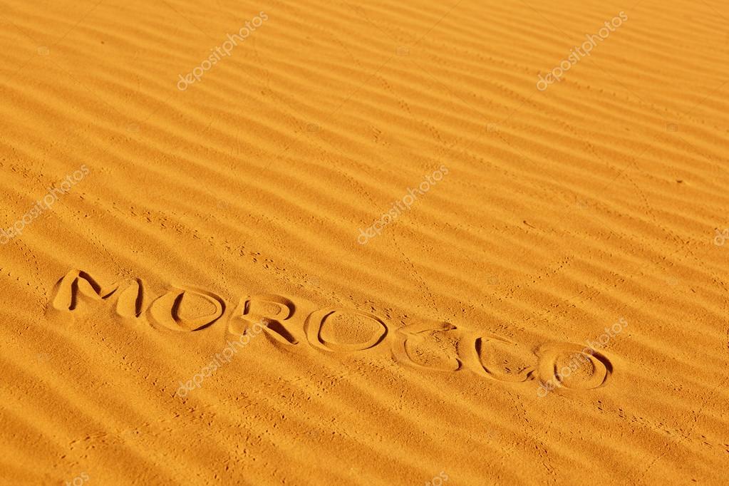 Word Morocco written on the sand — Stock Photo © encrier #91749902