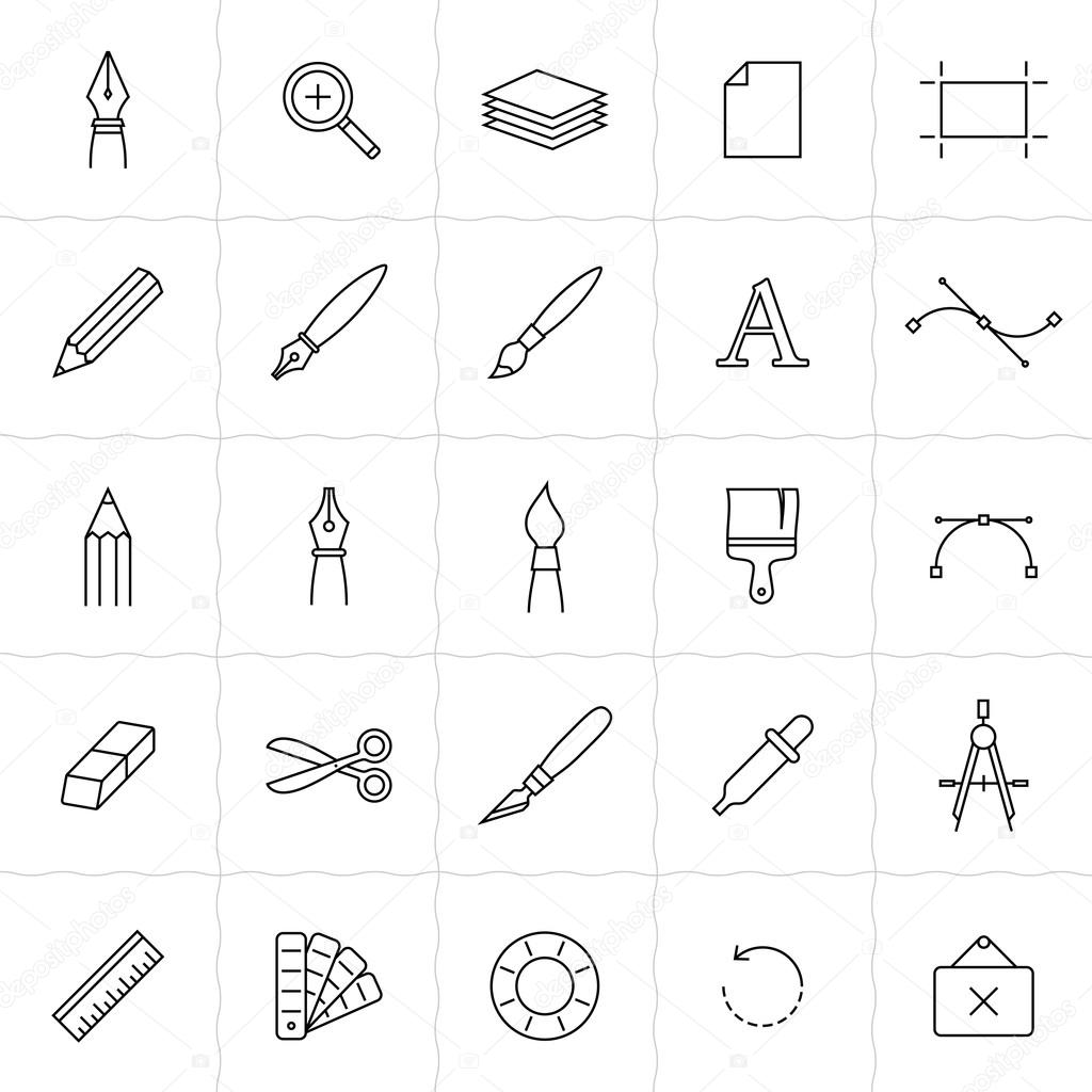 Ikonen zum Zeichnen und Malen Stock-Vektorgrafik von ©frbird 85189578