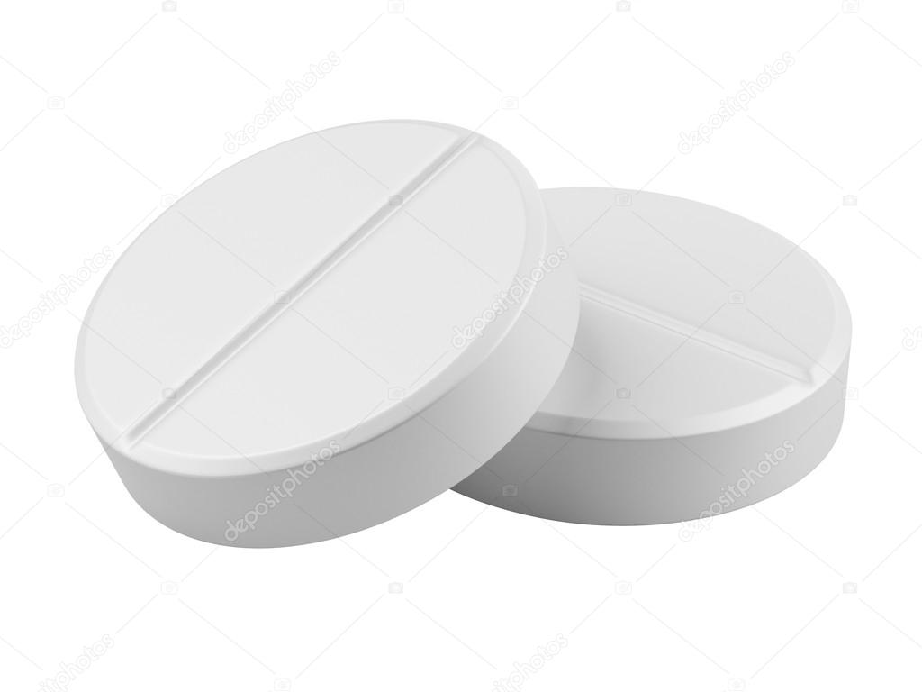Close up two medical tablets — Stock Photo © Altsha #94218780