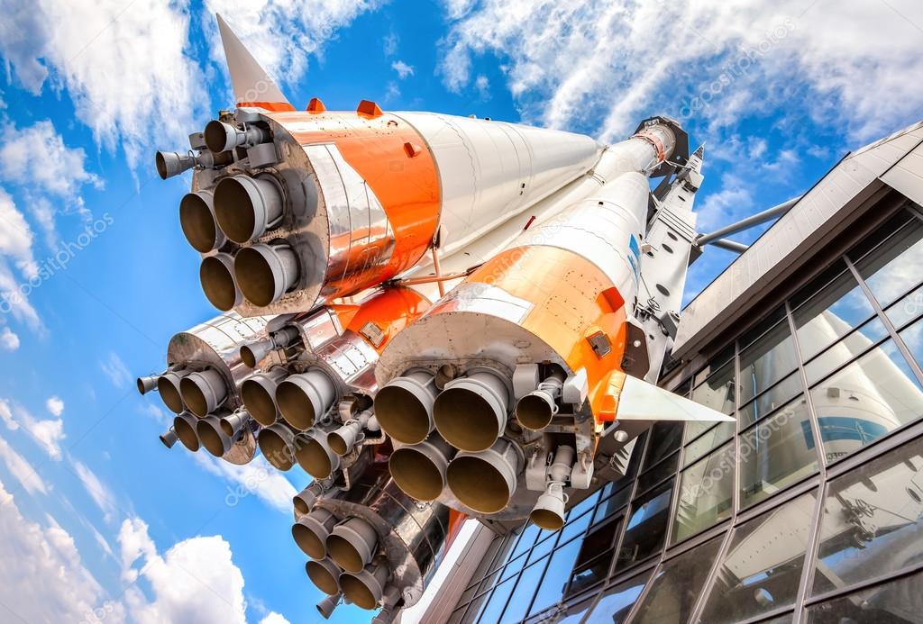 Russian space transport rocket with rocket engines – Stock Editorial ...