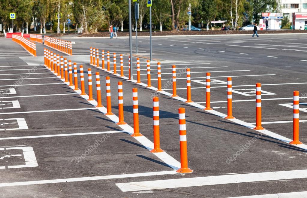 Pedestrian crossing on a gray asphalt parking lot Stock Photo by ...