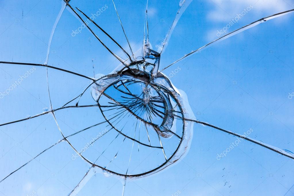Closeup of smashed glass panel cracked and broken Stock Photo by ...
