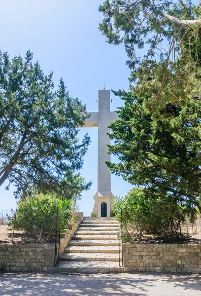 Cross on the observation deck. Mount Filerimos. Rhodes. Greece – Stock ...