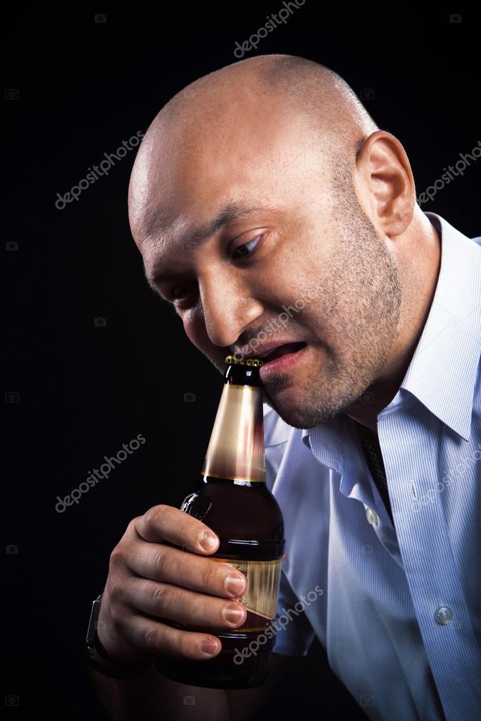 Man emotionally open beer teeth — Stock Photo © artfotoss #57396677