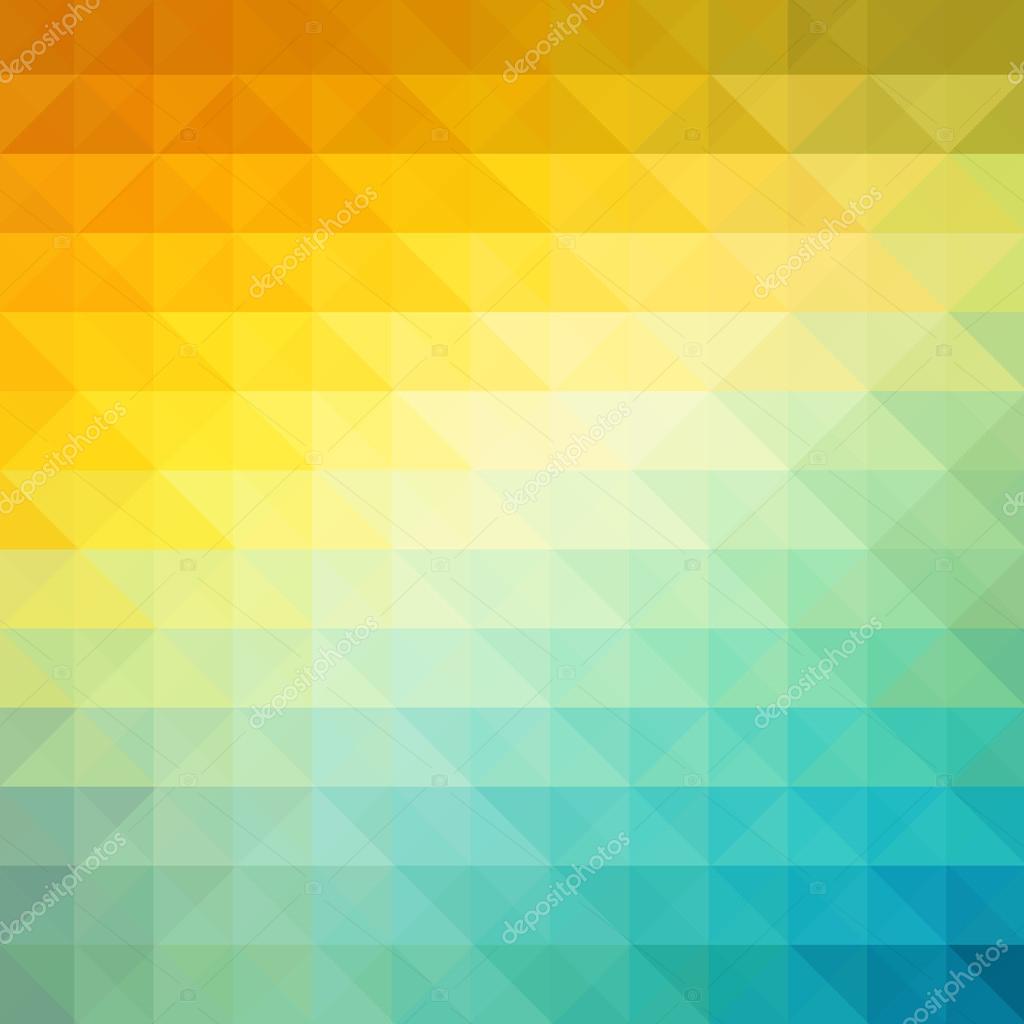 Abstract geometric background with orange, blue and yellow triangles ...