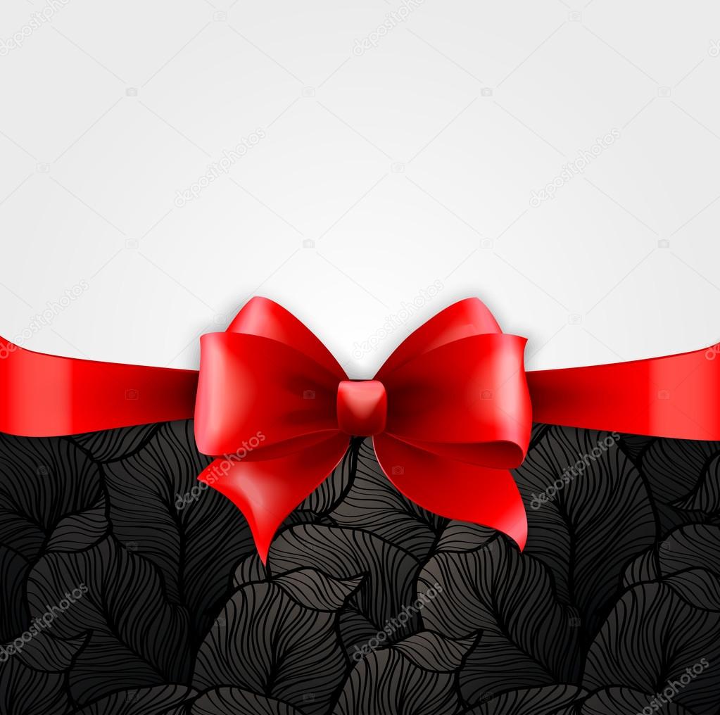 Invitation card with Red holiday ribbon on vintage background Stock ...