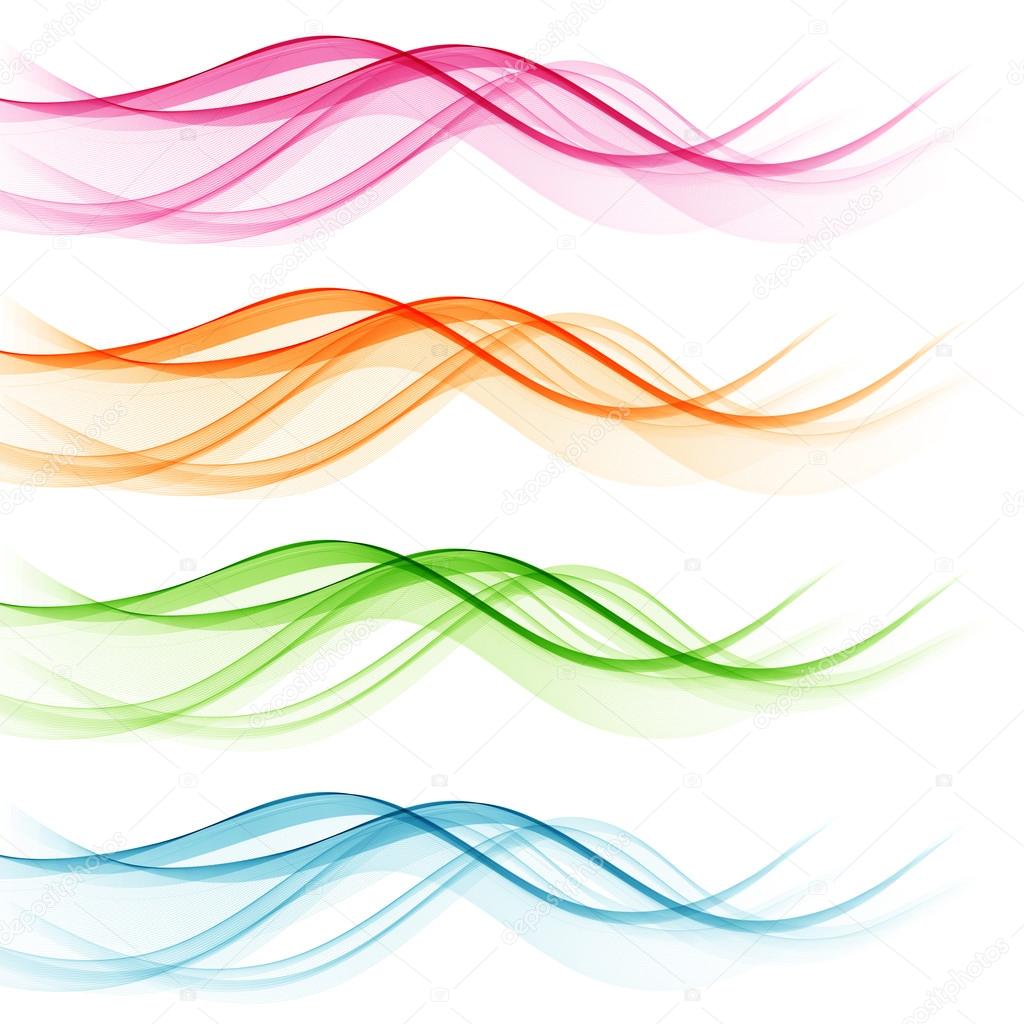 Conjunto de líneas onduladas de color abstracto Vector de stock por ...