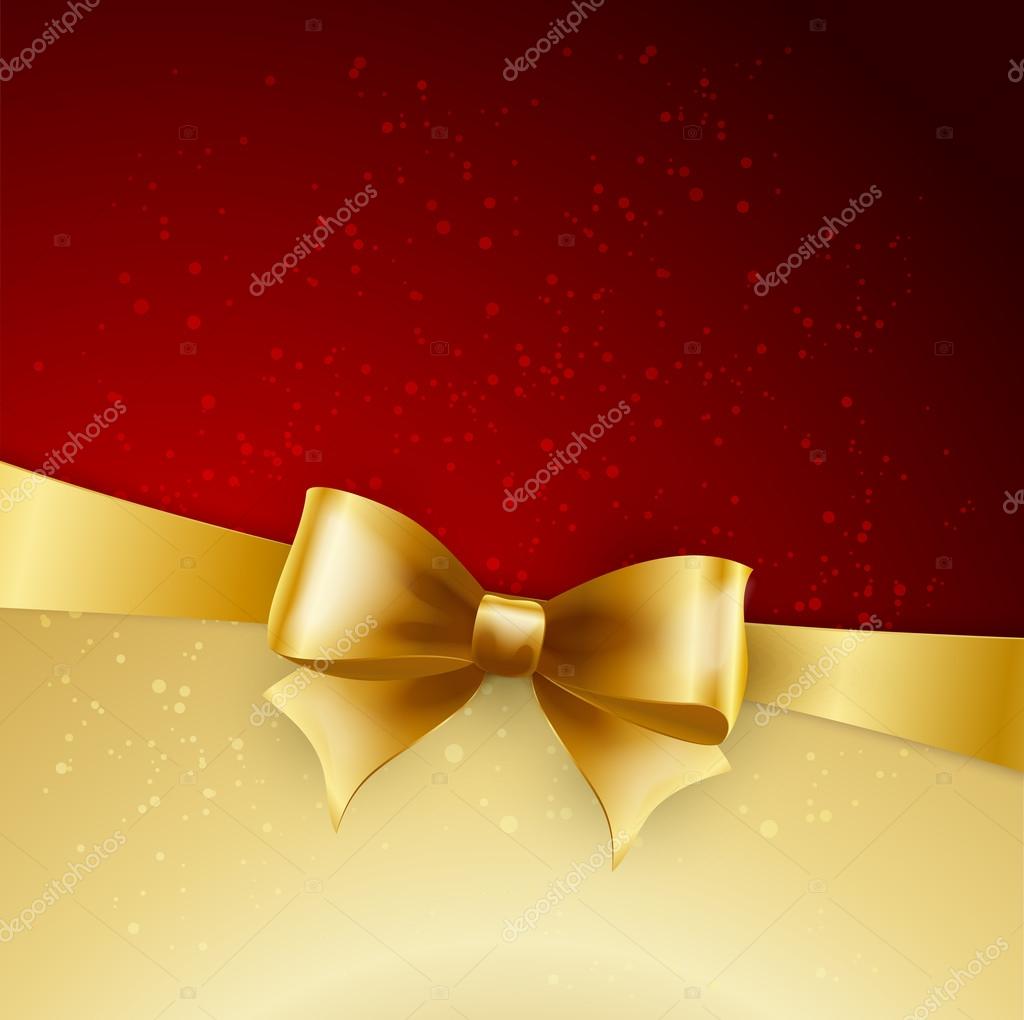 Golden bow on red background. Vector illustration — Stock Vector ...