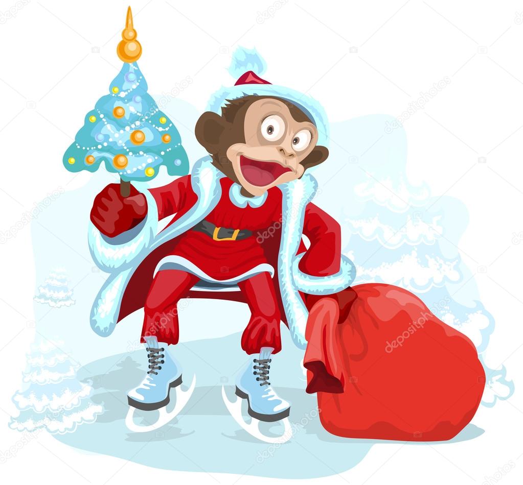 Santa Monkey Cartoon