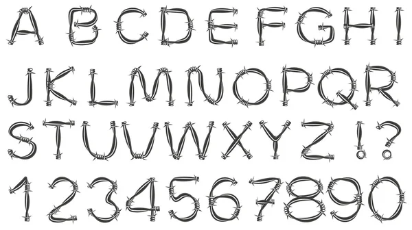 Barbed wire font ABC letter — Stock Vector © 100ker #9037370