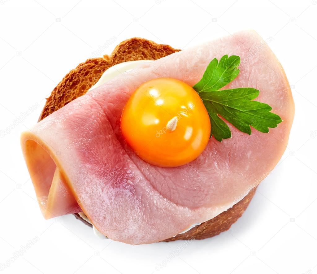 Toasted bread with ham and tomato — Stock Photo © magone #78589138
