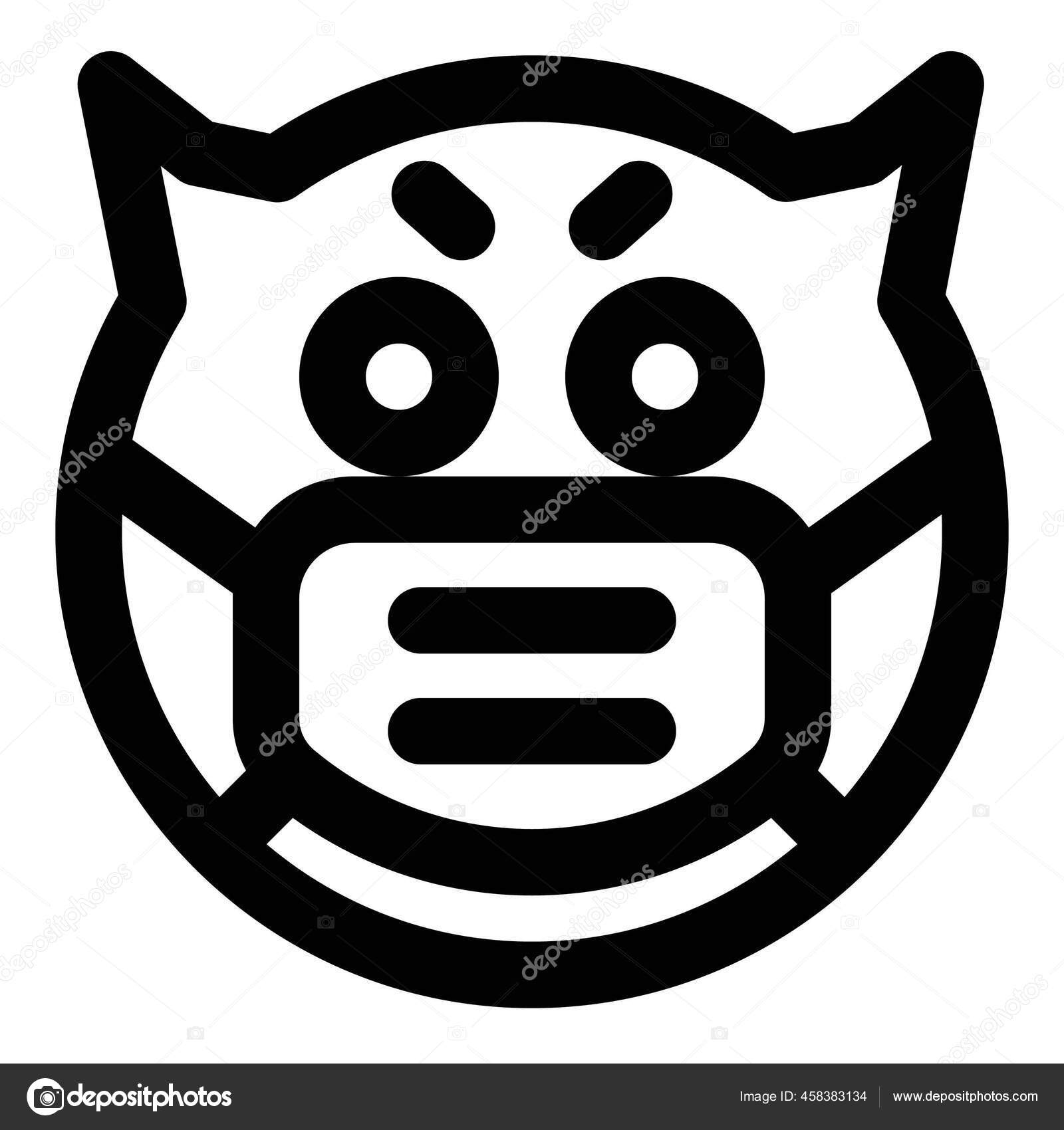 Wajah Jahat Dengan Emoticon Mata Terbuka Mengenakan Topeng Vektor Stok ...