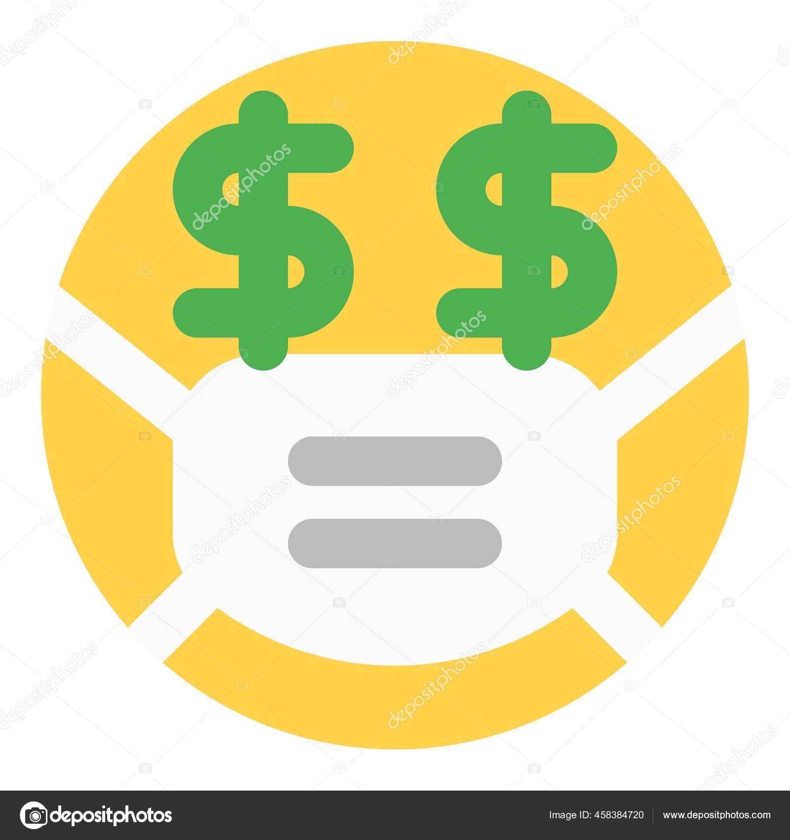 Greedy Dollar Eyes Emoji Wearing Mask Stock Vector by ©get4net 458384720