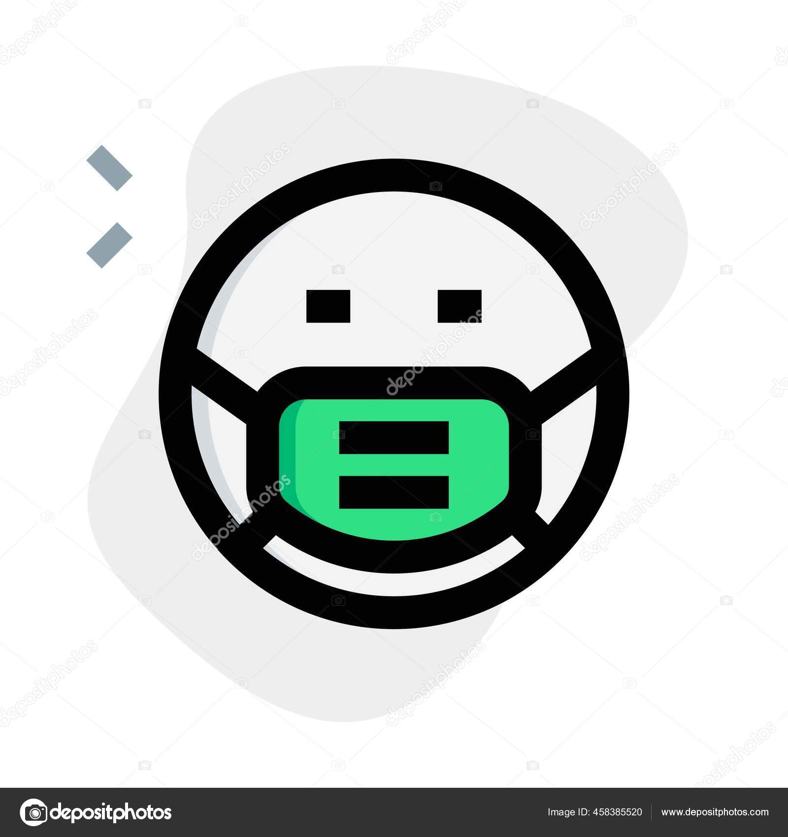 Straight Face Expressionless Emoji Wearing Mask Stock Vector by ...
