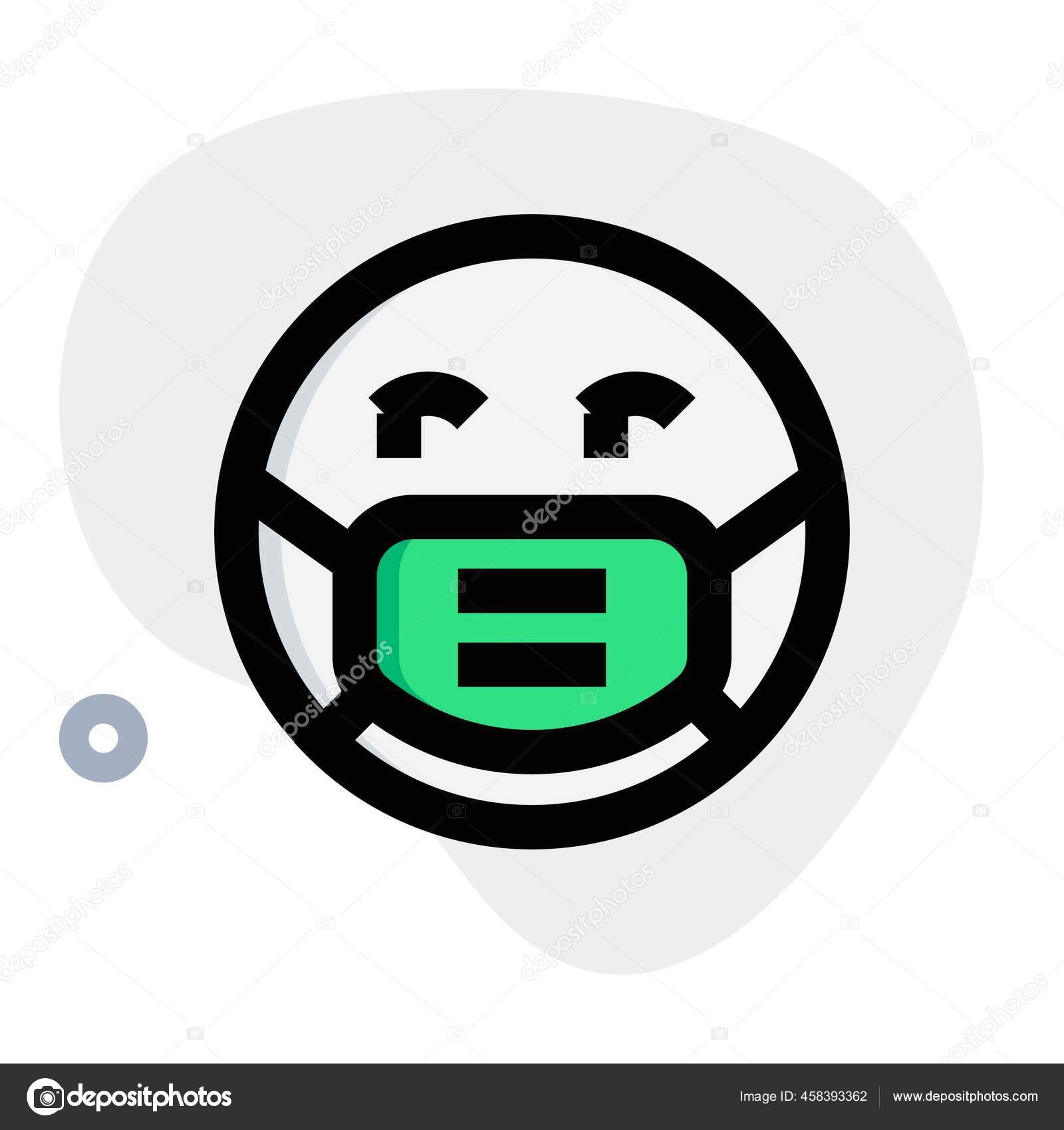 Alert Emoji Looking Right Side While Wearing Mask Stock Vector by ...