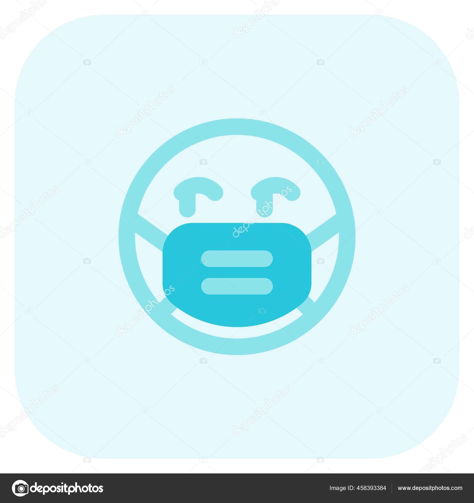 Alert Emoji Looking Right Side While Wearing Mask Stock Vector by ...