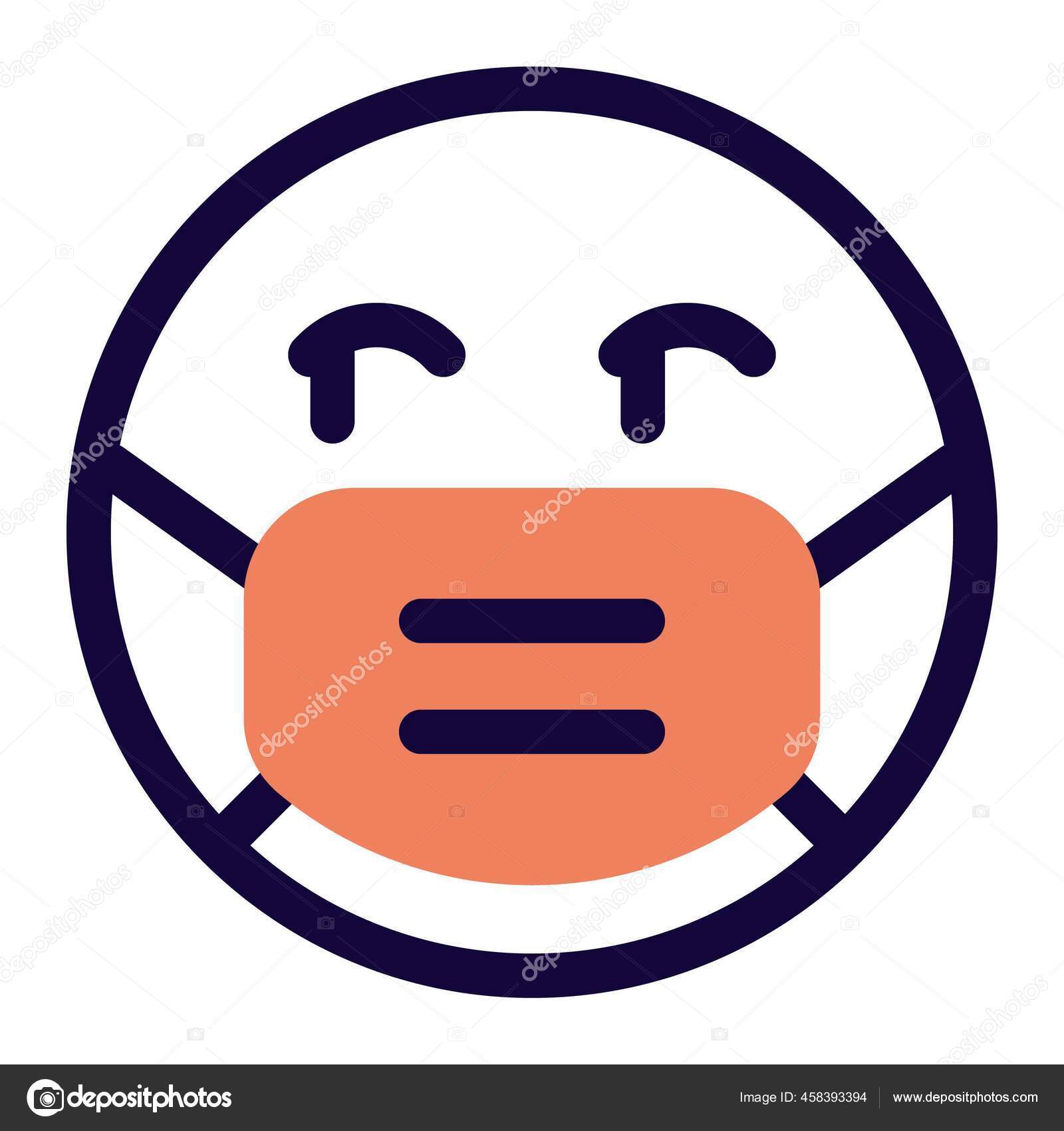 Alert Emoji Looking Right Side While Wearing Mask Stock Vector by ...