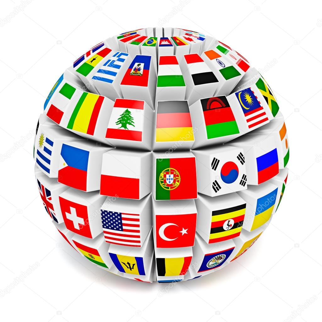 Globe sphere with flags of the world Stock Photo by ©DmitryRukhlenko ...