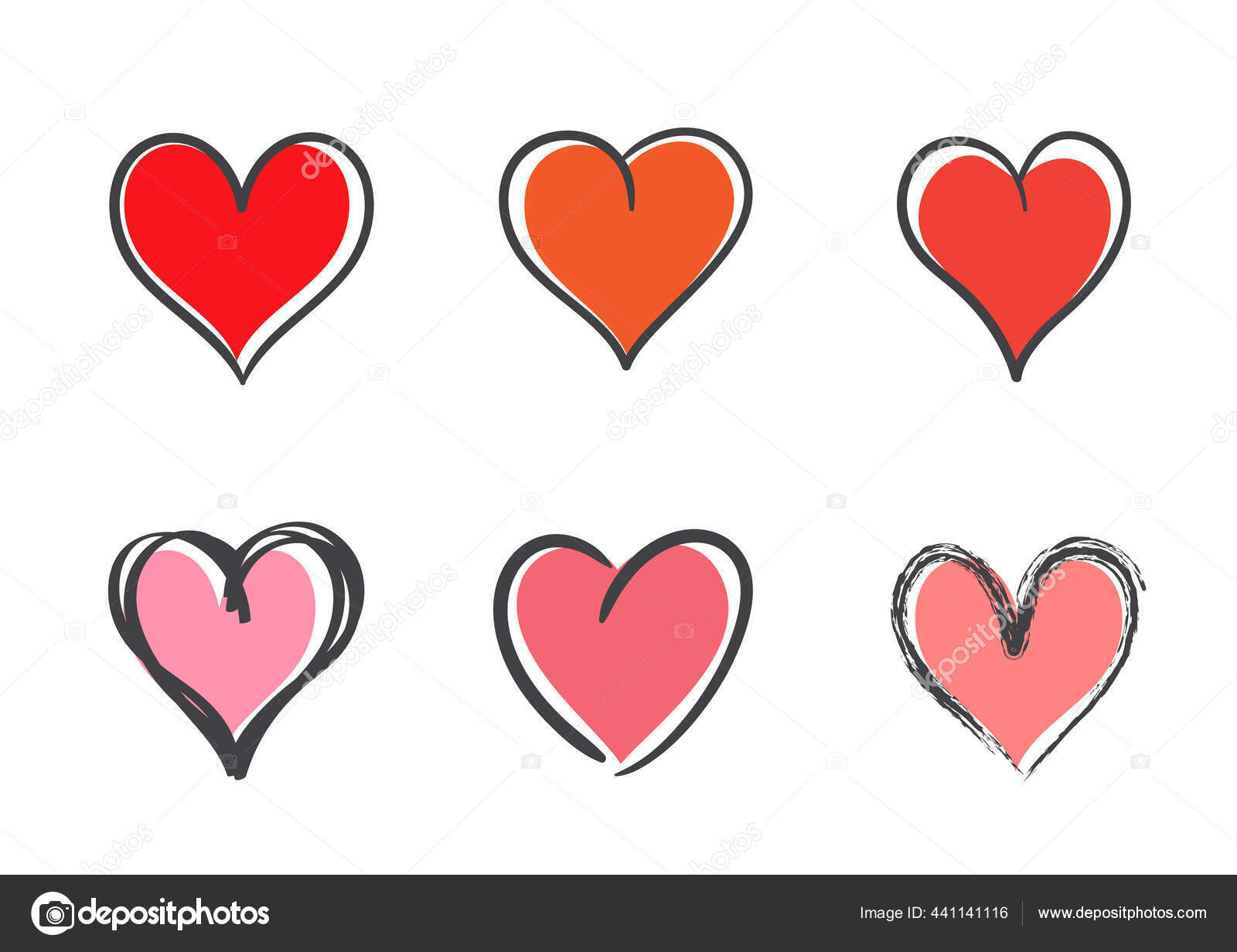 Valentine outline heart set Stock Vector by ©romvo79 441141116