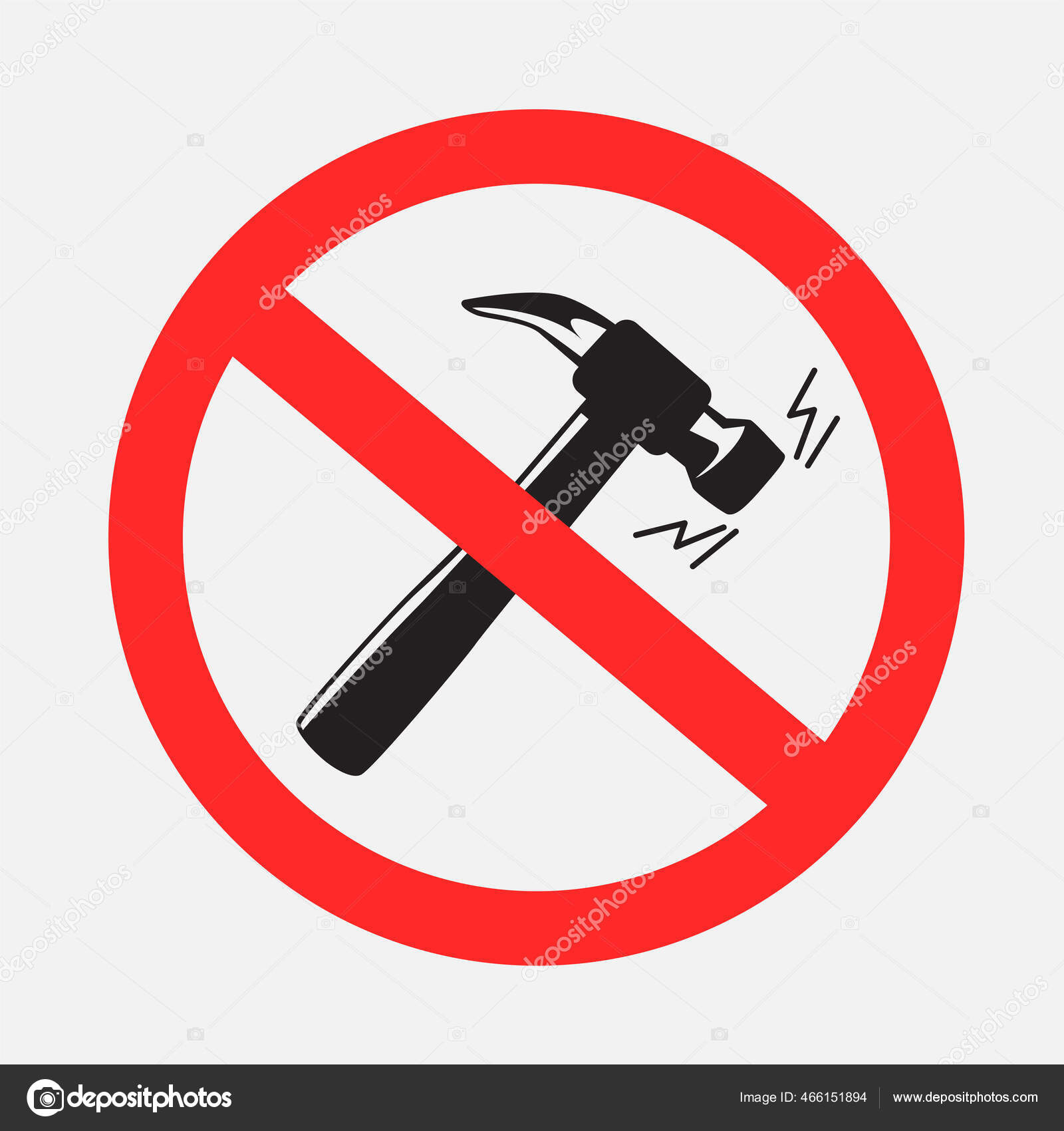 Tanda dilarang mengetuk palu keras Vektor Stok oleh ©romvo79 466151894