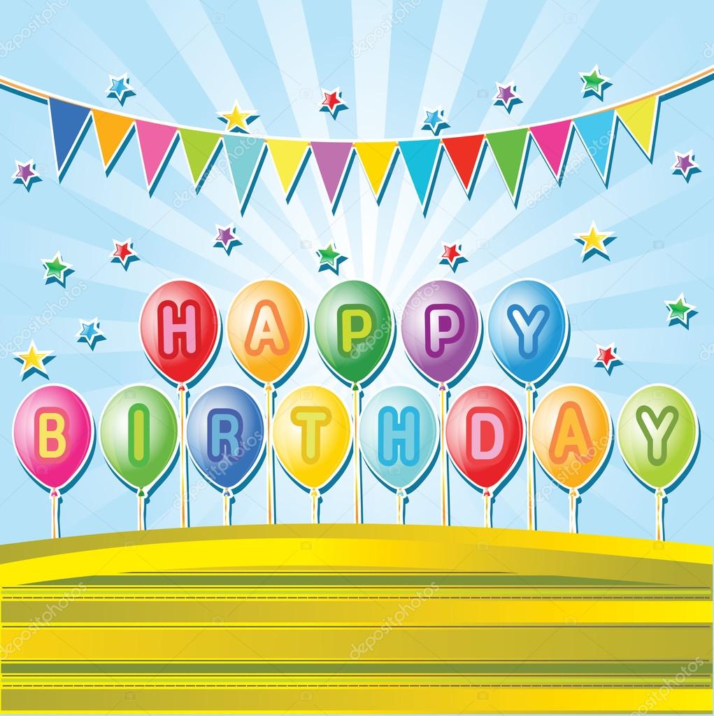 Birthday balloons.Happy birthsday card with Party element Stock Vector ...