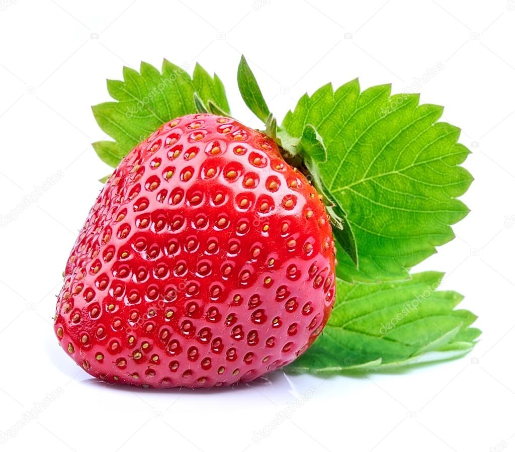Single strawberry with leaves — Stock Photo © margo555 #110153056