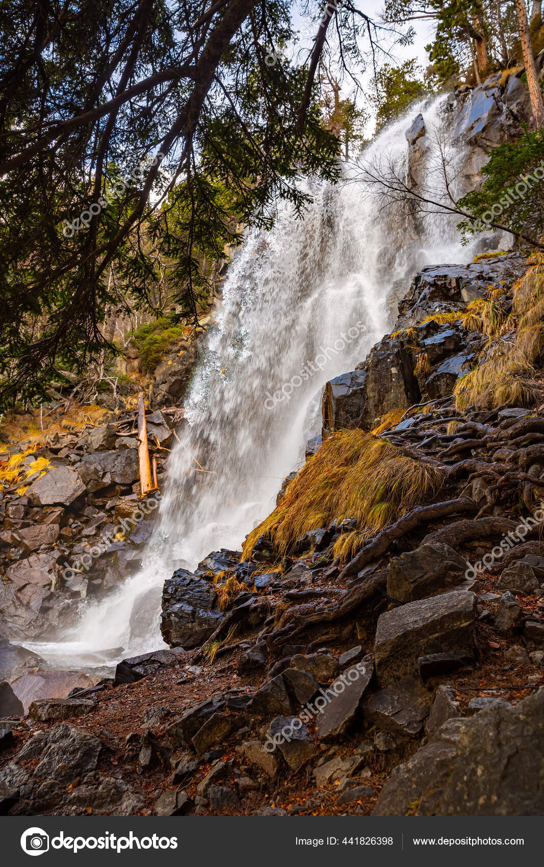 Cascada de Ratera in heart of forest in Lleida in Spain Stock Photo by ...
