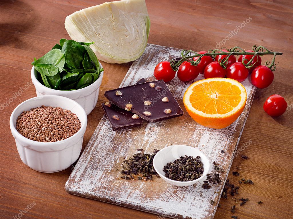 Foods high in vitamin P on table Stock Photo by ©bit245 107831122