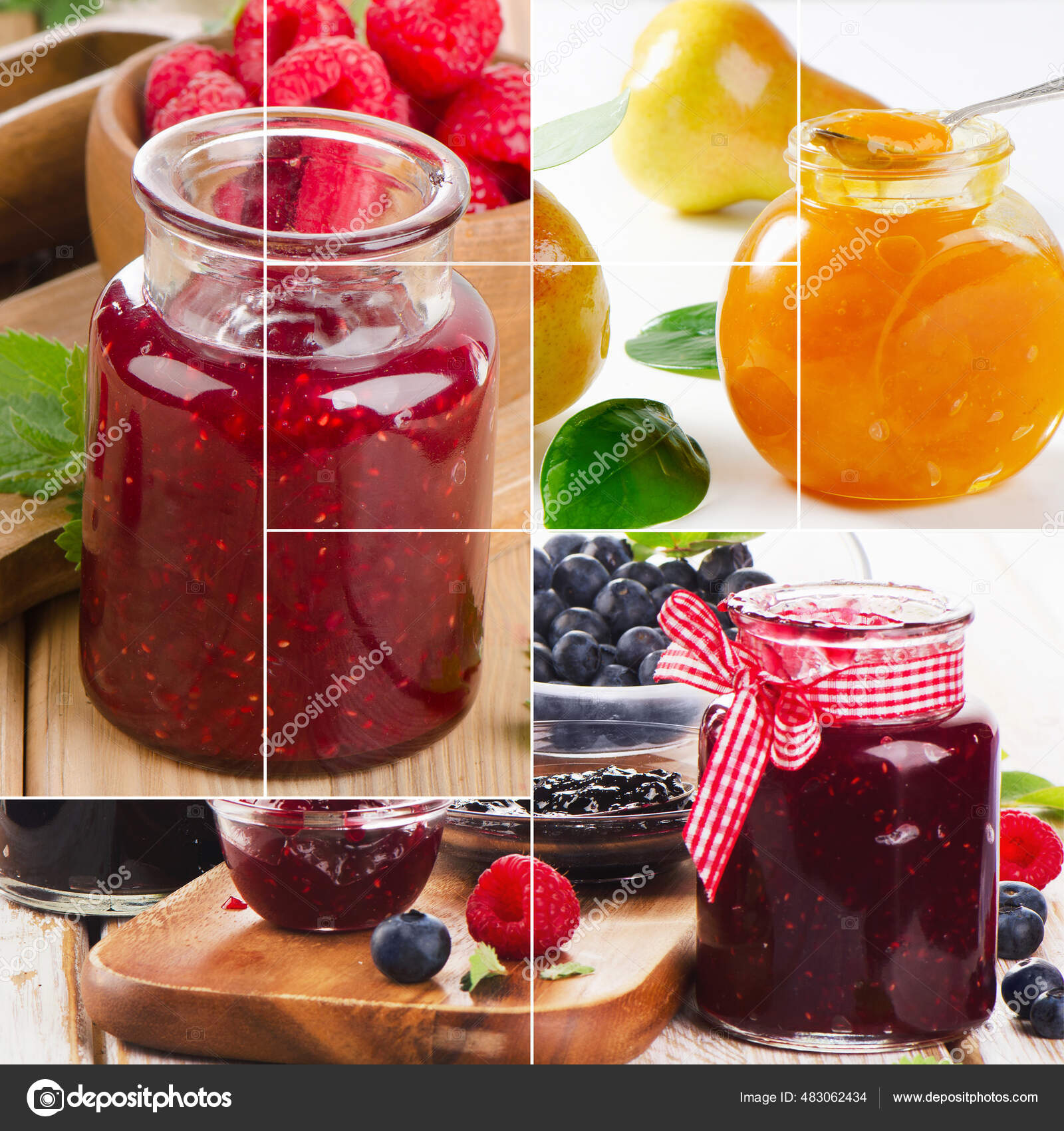Collage Jam Made Different Type Berries Fruit Spreads Stock Photo by ...