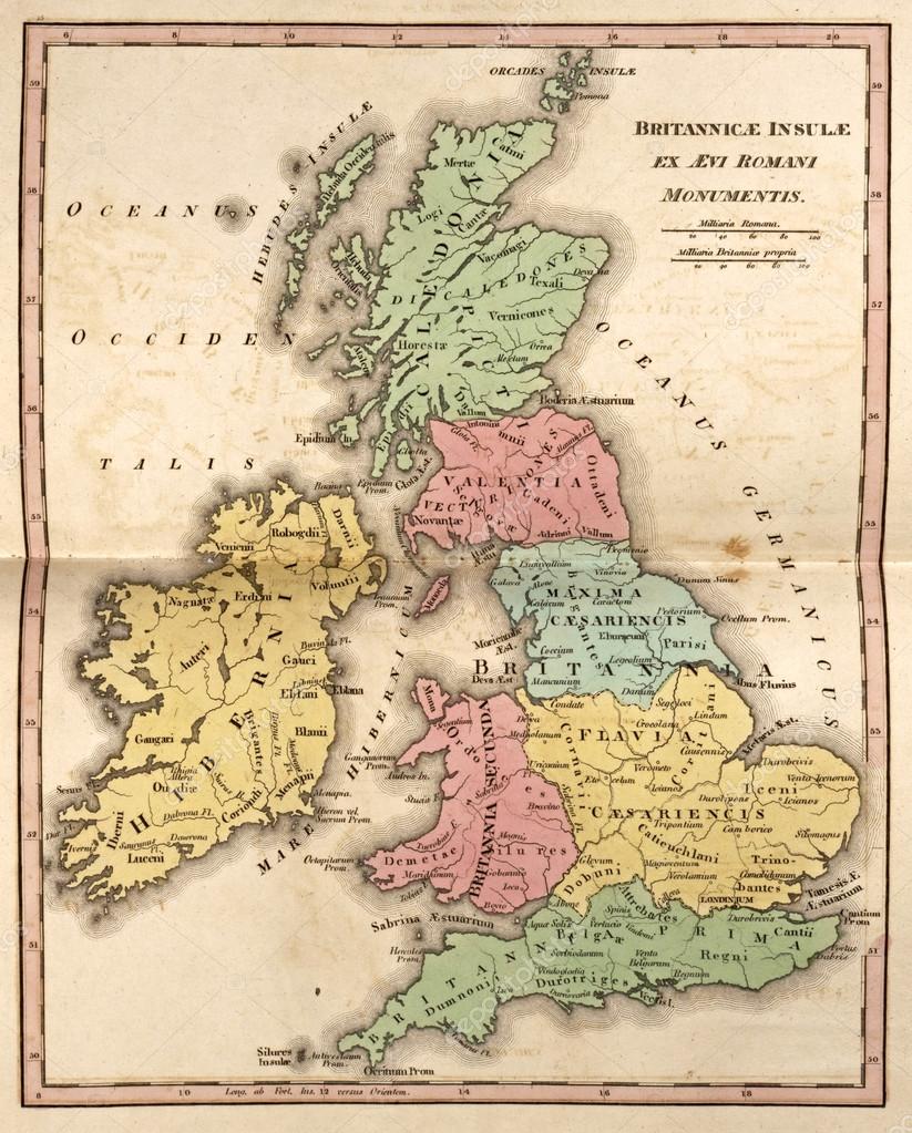 Antiguo mapa de las Islas Británicas, mostrando sus diversas regiones bajo 2024